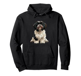 Whyitsme Design Schwarz-Wei&szlig;-Illustration Shih Tzu Hund Pullover Hoodie