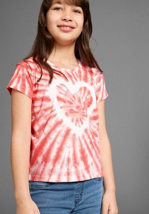 Kidsworld T-Shirt Herz Batik Kurzarm, gerade Passform, vielseitig gemustert