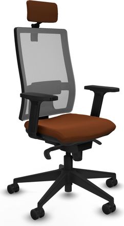 Piqueras y Crespo Braun Horna Schreibtischstuhl mit 2D-Armen, h&ouml;henverstellbare Lendenwirbelst&uuml;tze und h&ouml;henverstellbares Kopfteil, Grau/Braun