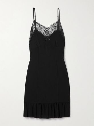 Acne Studios Minikleid Aus Crêpe Mit Tüllbesatz - Schwarz