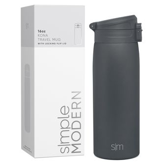 Simple Modern Thermobecher Kaffeebecher to go mit Schnappdeckel | Isolierbecher Edelstahl | Geschenke f&uuml;r Frauen und M&auml;nner | Kona | 470ml | Graphite