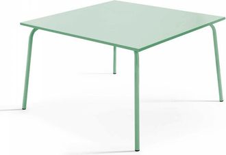Oviala Table de jardin carr&eacute;e en acier vert sauge 120 cm - Palavas