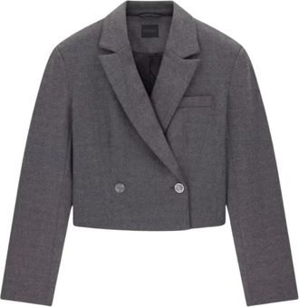 Guess Bertha Crop Zweireihiger Blazer - - Jackets - Damen - Grau - M