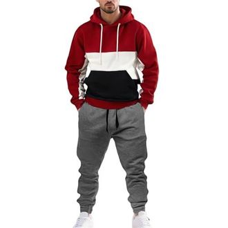 Generic Ensemble Jogging Homme, Sweat Hoodies &Agrave; Manches Longues Et Pantalon De Jogging Ensemble De 2 Pi&egrave;ces, Doux Et Surdimensionn&eacute;, V&ecirc;tements Chaud Travail D