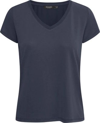 Soaked In Luxury Femme, Tops, Bleu, Taille: 36 FR T-shirt col V marine