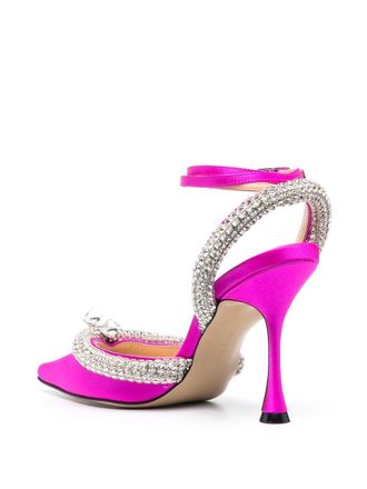 Mach & Mach Crystal-Embellished Satin Slingback Pump - Fuchsia