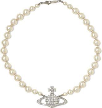 Vivienne Westwood Femme, Accessoires, Beige, Taille: ONE Size One Row Pearl Bas Relief