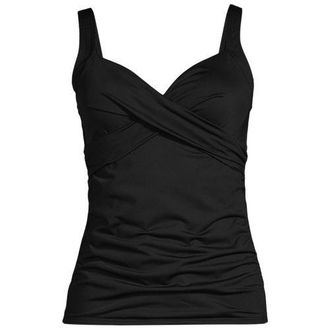 Lands End Tankinitop CHLORRESISTENT mit V-Ausschnitt in Lang-Größe, Damen, Größe:46 regular, Schwarz, Nylon-Mischung, by Lands End