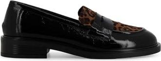 Melluso Mocassins pour Femmes en Cuir Verni Souple Noir et Daim l&eacute;opard R45040 42
