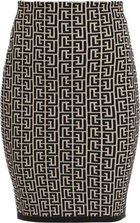 Balmain Femme, Jupes, Noir, Taille: 36 FR Bicolor Jacquard Knit Skirt
