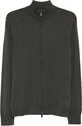 Emporio Armani Homme, Pulls, Vert, Taille: 2XL Zip-Up Mock Neck Sweater