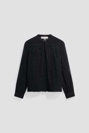 Gerard Darel Chemise lavalli&egrave;re en voile &agrave; dentelle - LULU - Noir