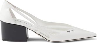 Prada Pumps mit Cut-Out 55mm - Wei&szlig;