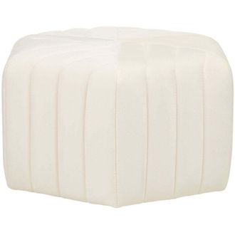Beliani Pouf D&eacute;coratif Rembourr&eacute; en Forme dHexagone en Velours Blanc Cr&egrave;me Murietta