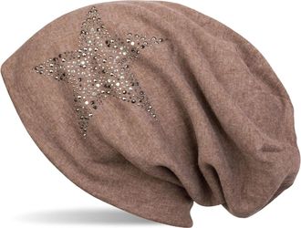 styleBREAKER M&uuml;tze Beanie M&uuml;tze mit Strass Nieten Stern