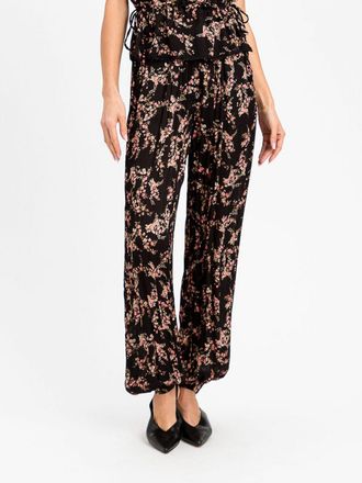 Twinset High-Waist Hose mit weitem Bein und Blumenmuster aus Viskose