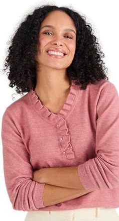 Damart Pull col &agrave; Volant m&eacute;lange Laine Thermolactyl Femme Rose Taille 46/48