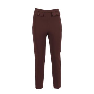 Elisabetta Franchi Homme, Pantalons, Brun, Taille: 44 FR Double Crepe Pantalons