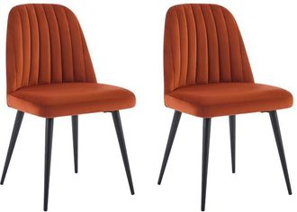 Vente-Unique Lot de 2 chaises en velours et m&eacute;tal noir - Terracotta - ELEANA