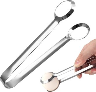 Generic Food Tongs - Stainless Steel Boiled Egg Tongs for Cooking - Non-slip Multipurpose Small Tongs Salad Tongs for Home, Restaurants, Breakfast Shop