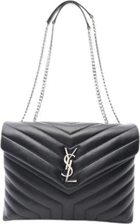 Saint Laurent Pre-owned Loulou Sac Cabas en Cuir - Femme - Pre-owned - Noir - Taille: ONE Size