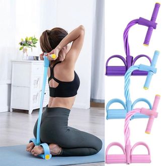 Generic Fitness Widerstandsband, 4-Fache R&ouml;hren Pedal Trainings Widerstandsband, Sit Up Trainingsger&auml;t F&uuml;r Anf&auml;nger F&uuml;r Arme Und Beine(Purple)