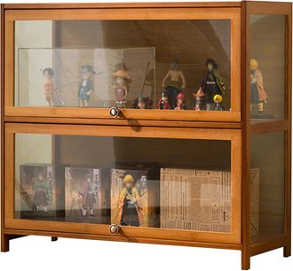 Generic Stand Vitrine, Display Cabinet mit Acryltüren, Klapptürdesign, Durchsichtige Vitrine, for Spielzimmer(Brown,80cm/31.5in)