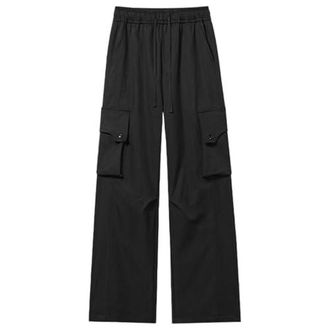 Generico Pantalon cargo pour homme Pantalon de sport taille haute Pantalon de surv&ecirc;tement droit Pantalon dentra&icirc;nement &agrave; taille &eacute;lastique, Noir, XXXXXL