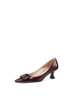 Queen Helena Damen-Pumps, flach, gl&auml;nzend, elegant, K3965, bordeaux, 38 EU