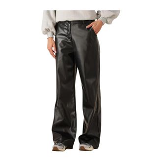Ydence Weite Schwarze Lederhose Marlee - - Trousers - Damen - Schwarzk - L