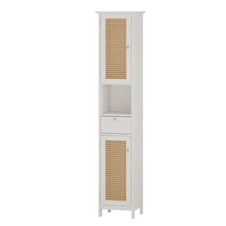 Vicco Badschrank Weiß Rosario 32x170x30 cm - Wäscheschrank, Viel Stauraum Oben und unten