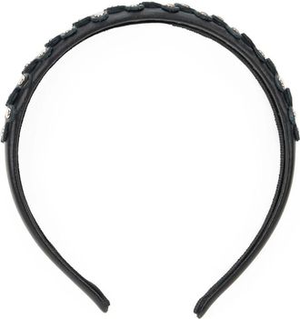 Red Valentino Femme, Accessoires, Noir, Taille: ONE Size Serre-t&ecirc;te &agrave; Fleurs Orn&eacute; de Clous