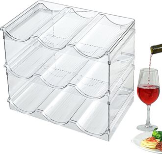 Generic Stapelbarer Organizer für Wasserflaschen, transparentes Aufbewahrungsregal, praktisch und robust, für Schrank, Küche, Bar, ideal für multifunktionale 