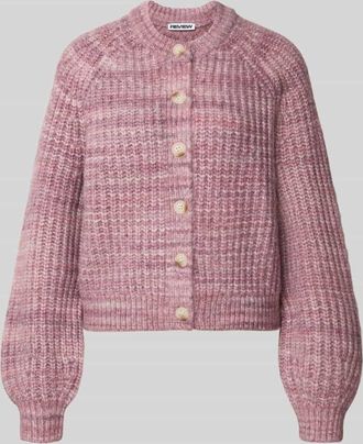Review Cardigan mit Woll-Anteil und Rundhalsausschnitt
