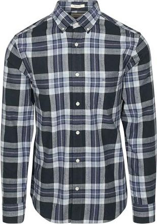 GANT Reg Tartan Melange Chemise &agrave; Carreaux, Bleu Nuit, XL Hommes