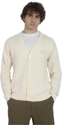 Sun 68 Homme, Pulls, Beige, Taille: S Cardigan en Coton avec Logo Avant