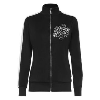 Philipp Plein Femme, Sweatshirts et sweats &agrave; capuche, Noir, Taille: 38 FR Veste de surv&ecirc;tement Signature