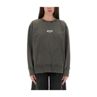 Moschino Sweatshirt mit Washed Logo - - Sweatshirts & Hoodies - Damen - Grau - M