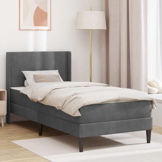 vidaXL Vidaxl Struttura Letto Con Materasso Grigio Scuro 90 X 190 Cm Velluto