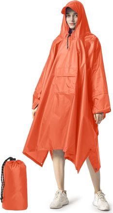 Nuur Regenponcho Damen Unisex Regencape Regenmantel Regenjacke Wasserdicht Wandern Hiking Cycling Outdoor 3in1 Mehrzweck Wiederverwendbar Rain Poncho mit K