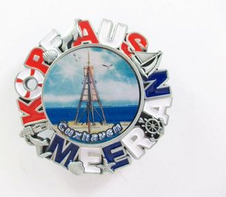 Generic Cuxhaven Magnet Metall drehendem maritimen Kranz Drehscheibe Souvenir Nordsee
