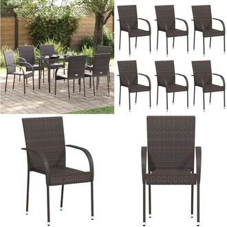 vidaXL Vidaxl - Stapelbare Gartenst&uuml;hle 6 Stk. Poly Rattan Braun - Gartenst&uuml;hle - Stapelst&uuml;hle - Rattan M&ouml;bel - Outdoor M&ouml;bel - Balkonm&ouml;bel - Home & Living
