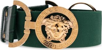 Versace Femme, Accessoires, Vert, Taille: M Medusa 95 Croc-Effect Belt 6.1 cm