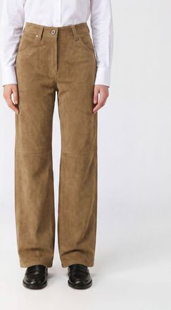 Brunello Cucinelli Pantalon droit taille haute en daim avec Monili