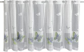 Gardinia Sehlbach Bistrogardine Jacquard Schmetterlinge Airbrush, Gr&uuml;n, 160 x 60 cm Bistrogardine, Lichtdurchl&auml;ssig, Filigrane Muster, Einfache Anbringung, Dek