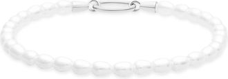 Tamaris Bracelet - Elegantes Armband aus poliertem Edelstahl - Silber - Glasperlenkette verstellbar bis 18 cm - wasserfest & hautfreundlich