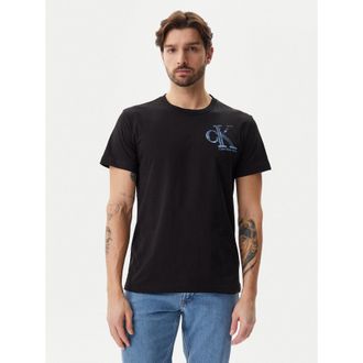 Calvin Klein Jeans T-Shirt Meta Monogram J30J325498 Schwarz Regular Fit