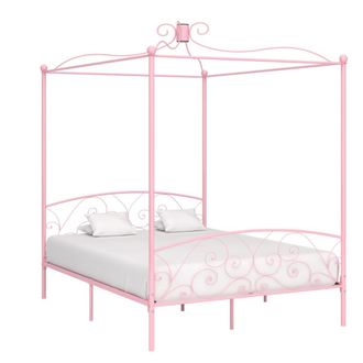 vidaXL Giroletto A Baldacchino Rosa In Metallo 180x200 Cm Vidaxl