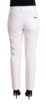 Dolce & Gabbana Womens White Cotton Mid Waist Denim Tapered Jeans Elastane Clothing