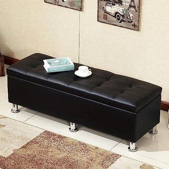 Generic Banc de rangement moderne en cuir synth&eacute;tique pour entr&eacute;e, repose-pieds rembourr&eacute; pour salon, organiseur de jouets pour chambre &agrave; coucher, 90 x 40 x 4